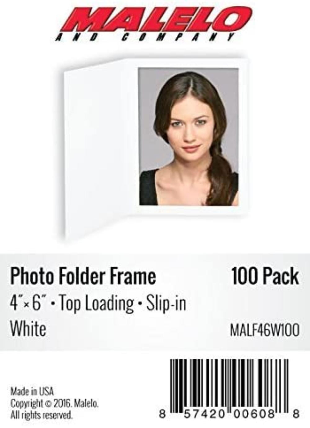 MALELO AND COMPANY Cardboard Photo Folder Frame 4x6 - Pack of 100 - White, Photo folder frame By ...