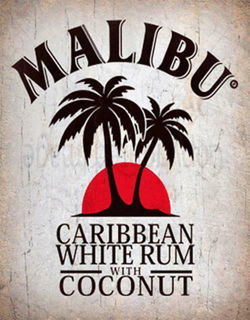 MALIBU RUM VINTAGE PUB BAR METAL Aluminum SIGN POSTER PLAQUE Size: 12 x ...