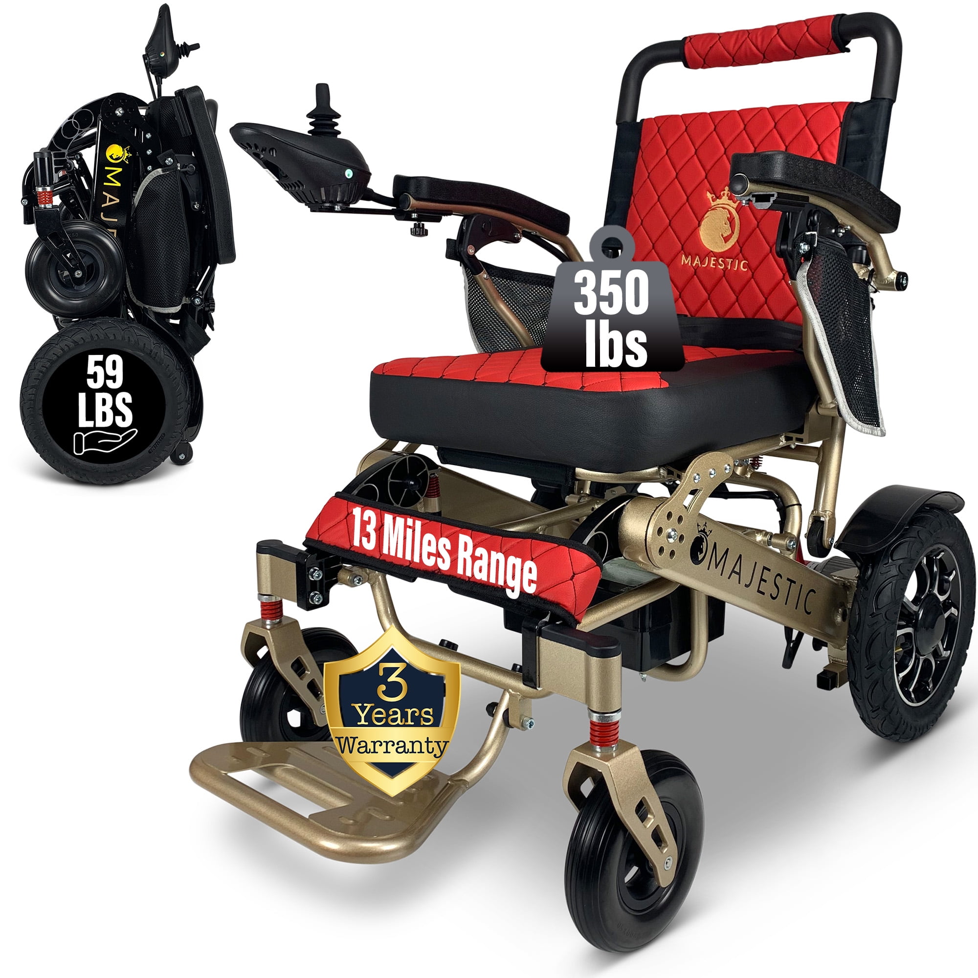 MALISA Electric Wheelchair for Adults, All Terrain Lightweight Foldable ...