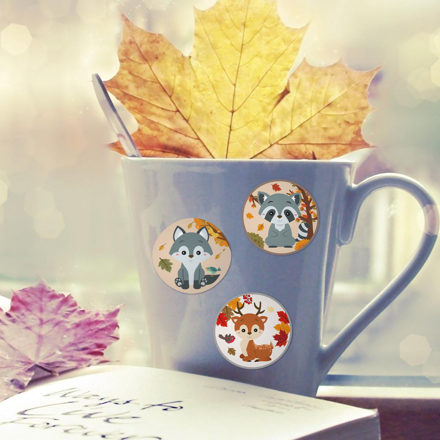 MALLMALL6 2 Roll of Kids Rewards Stickers Colorful Animals Theme Round ...