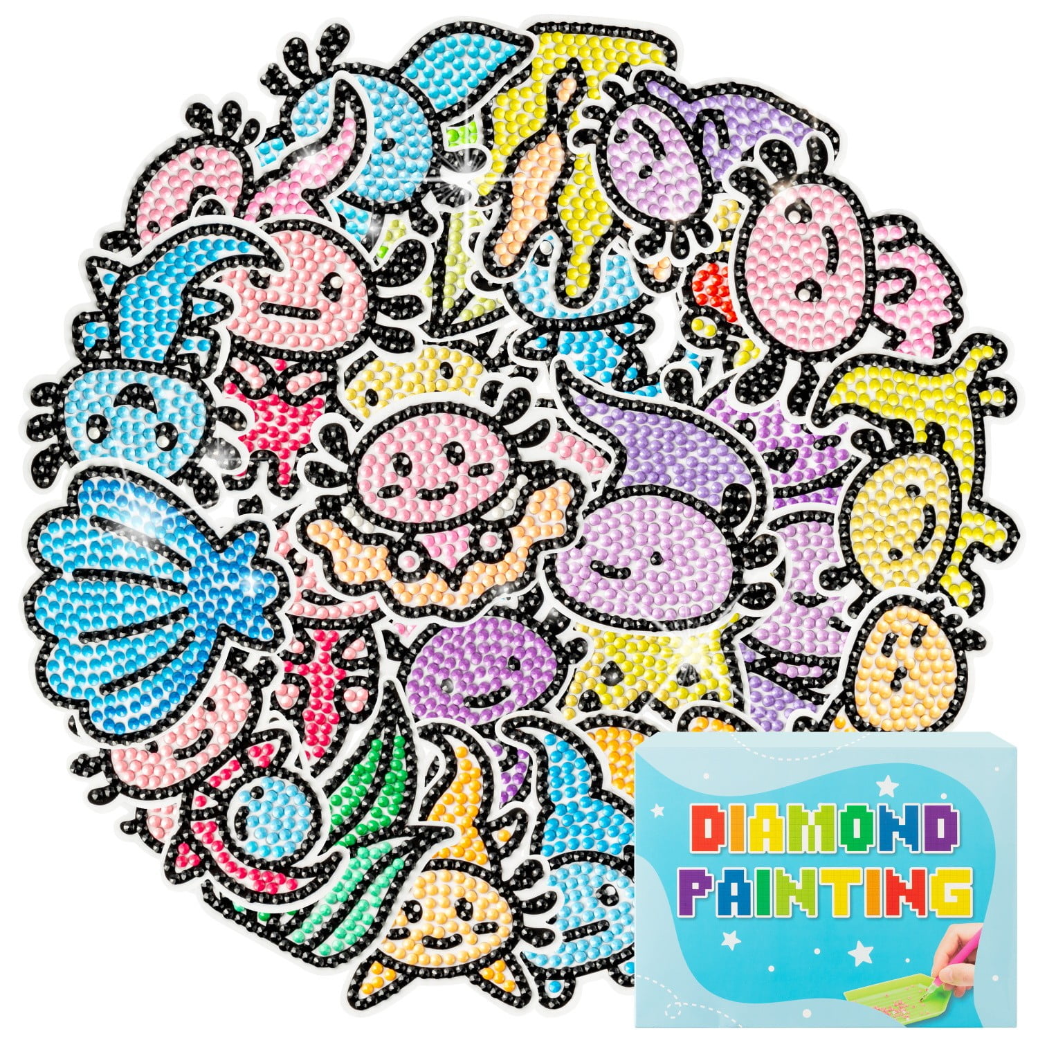 MALLMALL6 DIY Axolotl Diamond Sticker, 30Pcs Colorful Round Mini ...