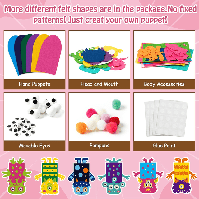 MALLMALL6 DIY Monster Puppet Making Craft Kit for Story Sharing Party ...