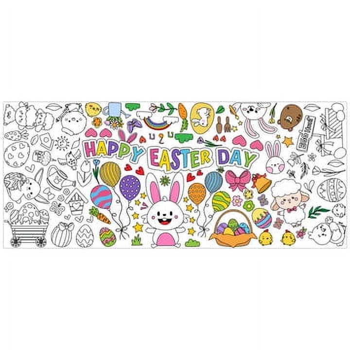 MALLMALL6 Easter Day Giant Coloring Poster with Bunny Eggs Rabbits ...