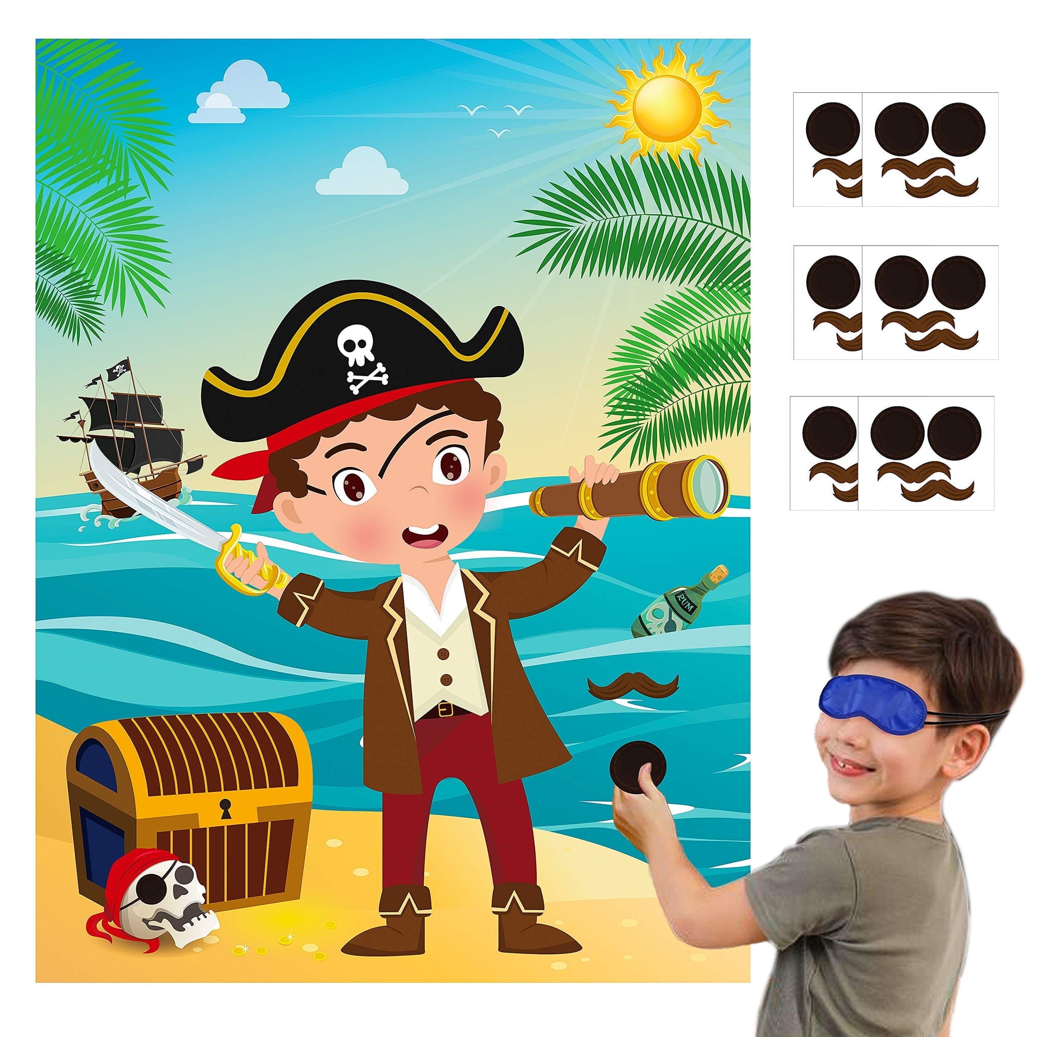 MALLMALL6 Pirate Stickers Party Games Paper Multi Color for Pirate ...
