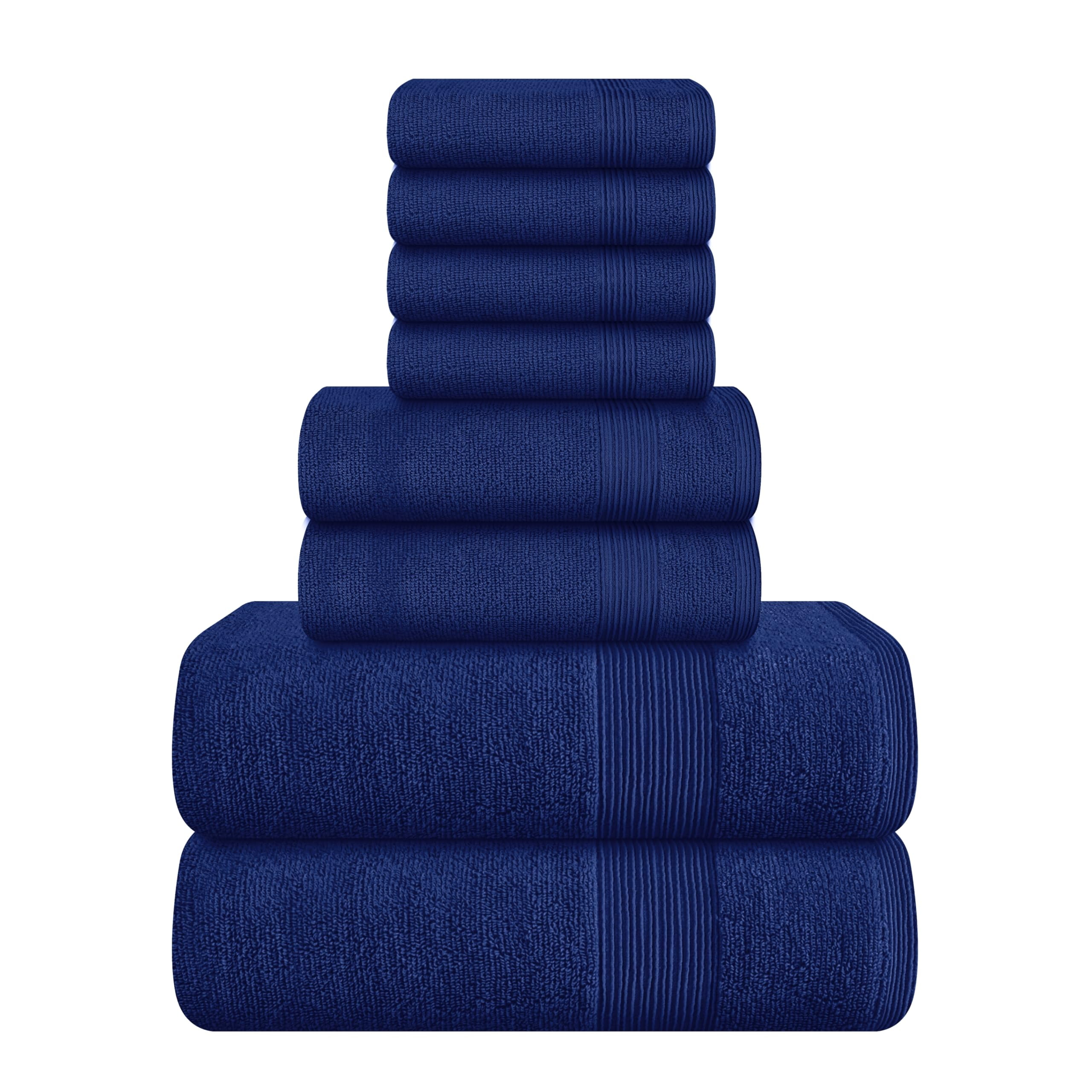 MALLONI HOME 8 Piece Towel Set 100% Ring Spun Cotton, 2 Bath Towels ...