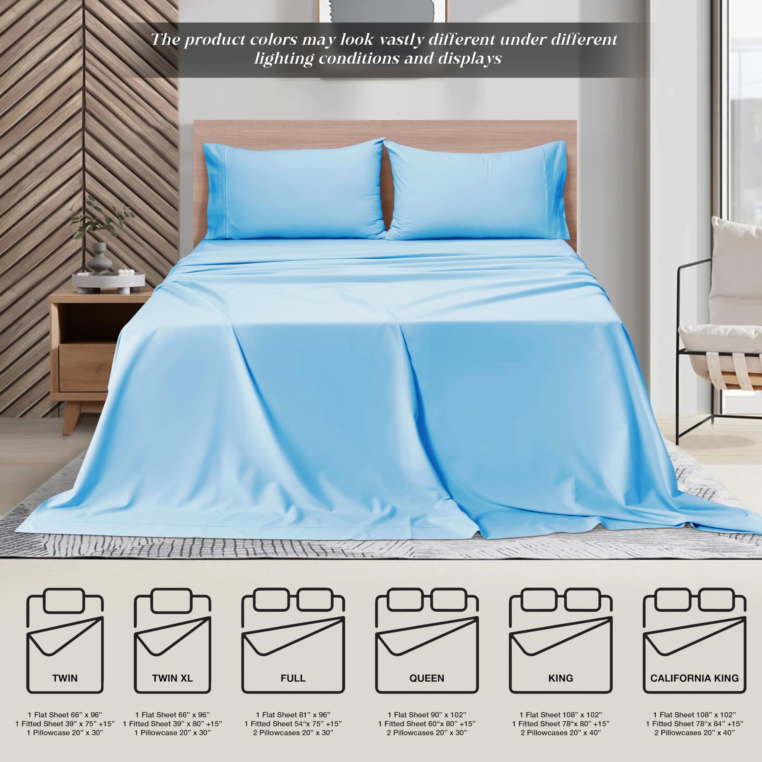 MALLONI HOME Queen Sheet Set - Cotton Rich Bedding Sets Queen, 4 Piece ...