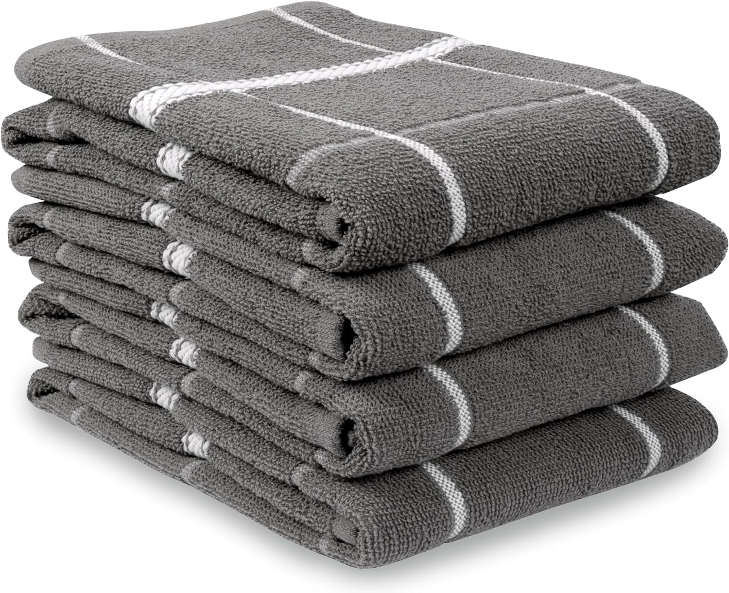 MALLOWEX Terry Kitchen Towels Set of 4 Solid Checks | Dish Towels 16 x ...