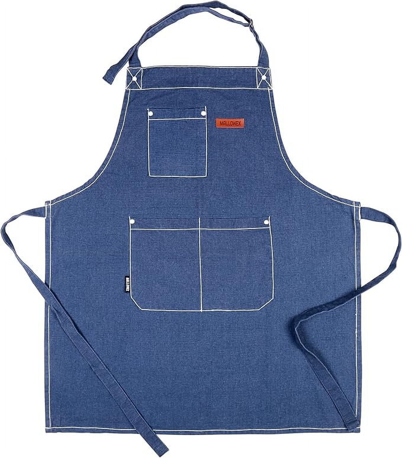 MALLOWEX Womens Canvas Apron for Kitchen with an Adjustable Neck with ...