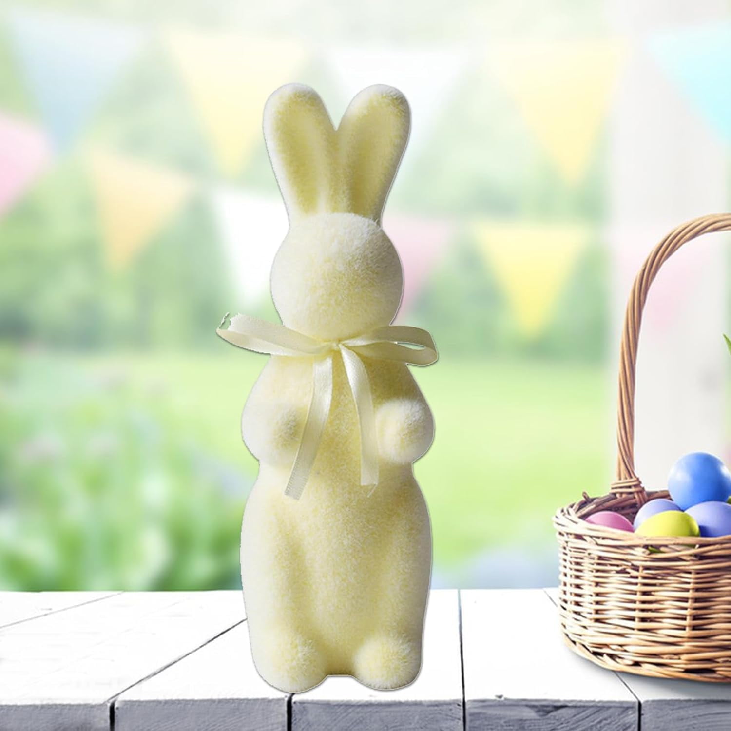 MALOKI Easter Flocked Bunny 8 Inches High Flocked Easter Bunny ...