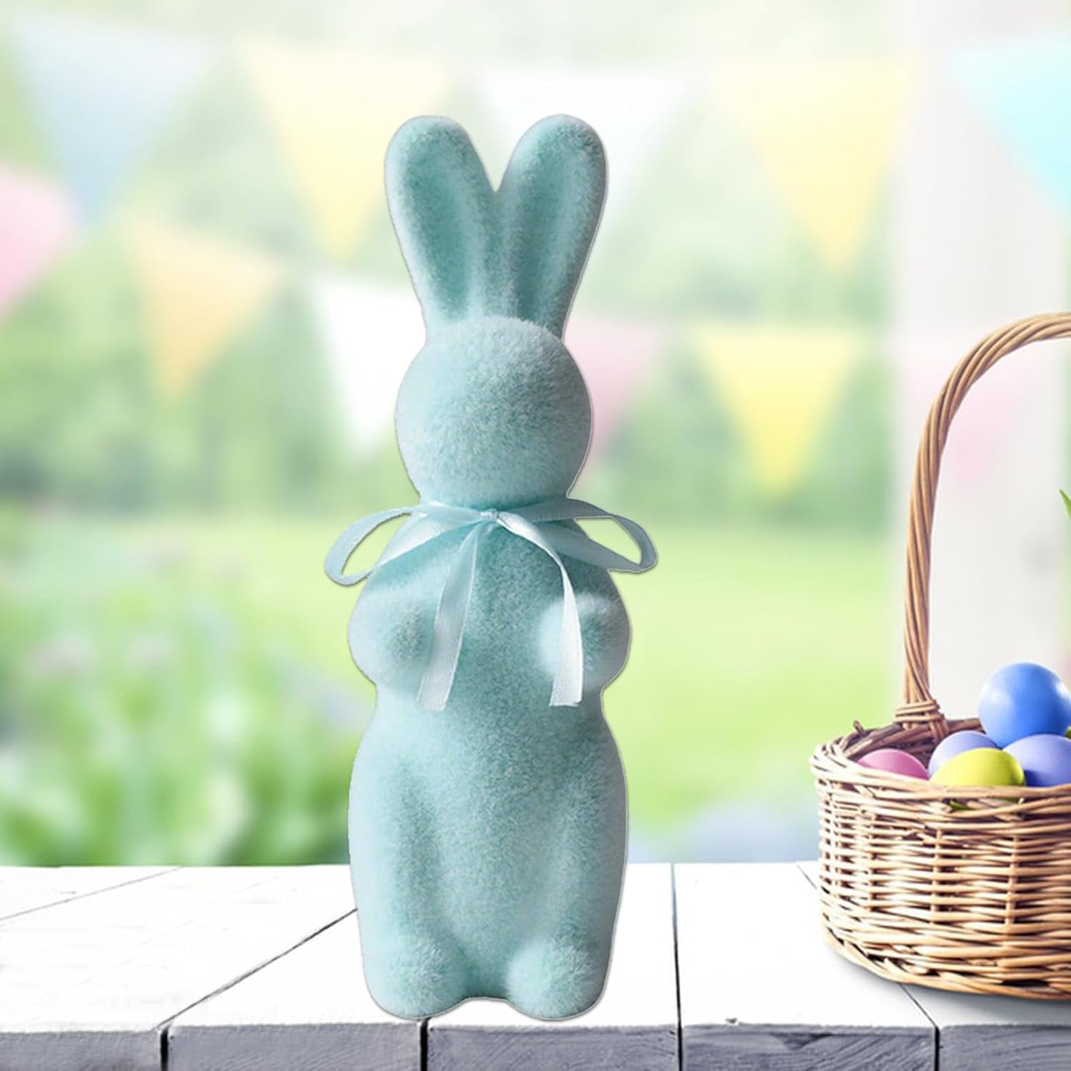 MALOKI Easter Flocked Bunny 8 Inches High Flocked Easter Bunny ...