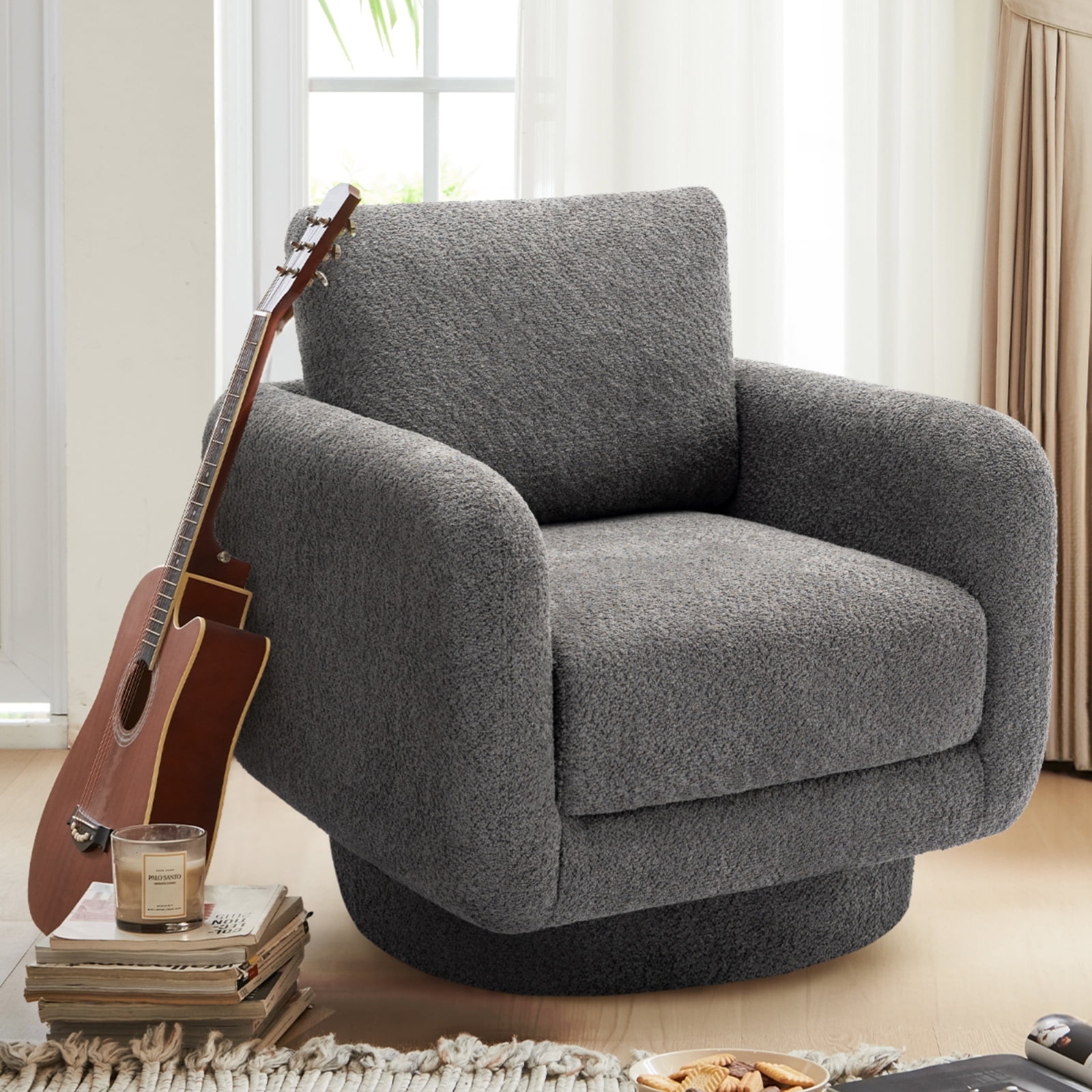 MALOL 32" Upholstered Swivel Accent Chair Swivel Sofa for Living Room ...