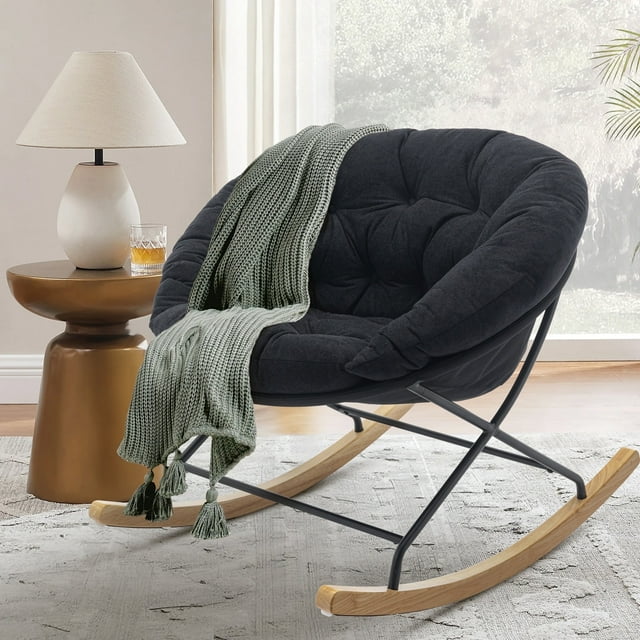 MALOL Adult Modern Round Papasan Rocking Chair,Indoor Glider Rocke ...
