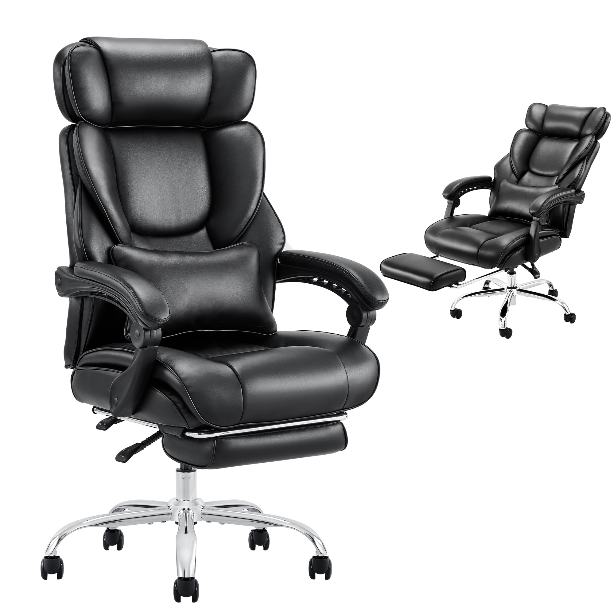 MALOL Executive Office Chair High Back with Footrest Leather Reclining ...