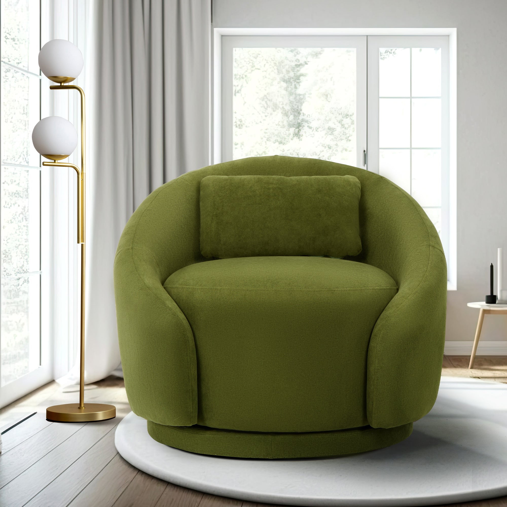 MALOL Upholstered Swivel Accent Chair，360° Rotation Swivel Sofa with ...