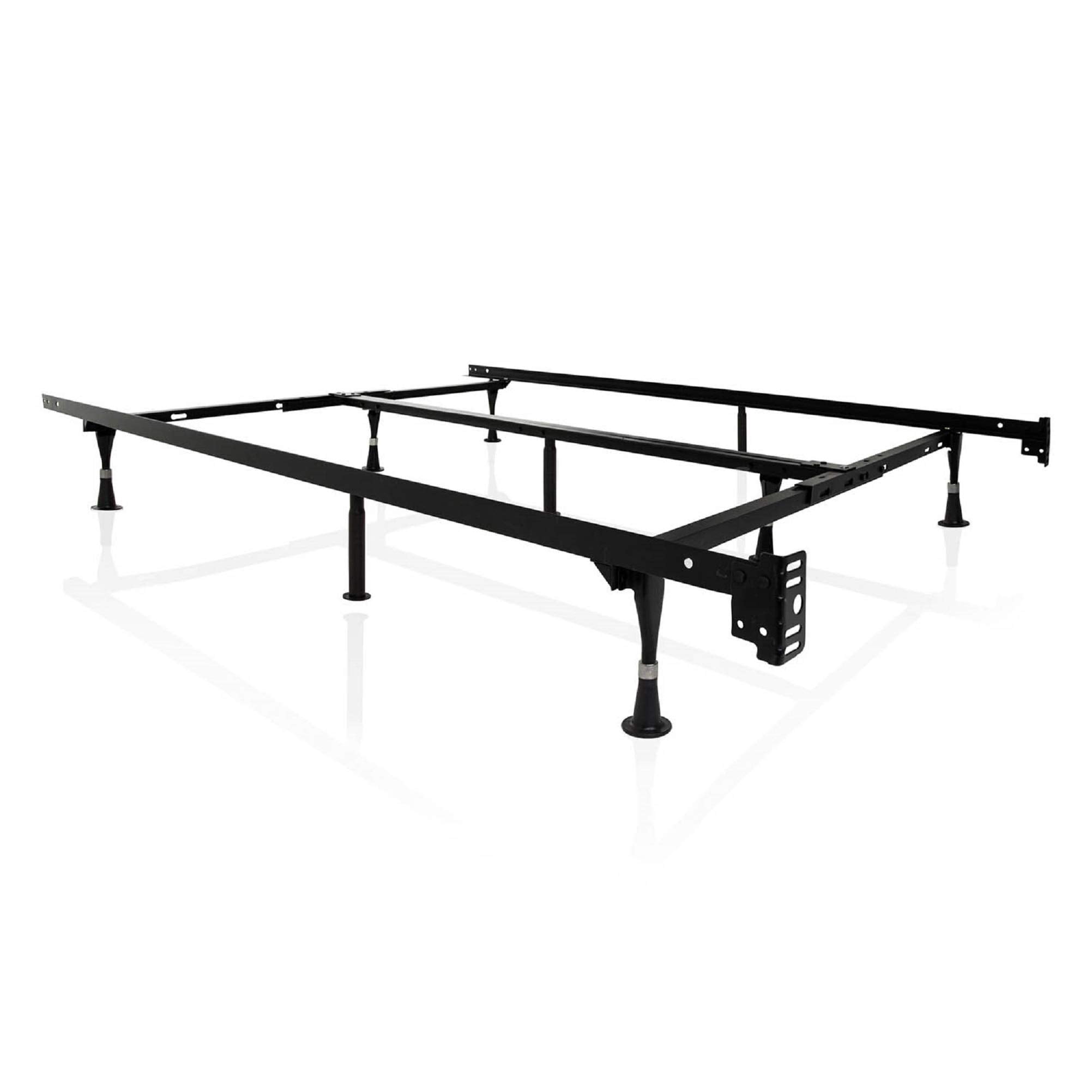 MALOUF STRUCTURES Heavy Duty 9-Leg Adjustable Metal Bed Frame with Double Center Support and ...