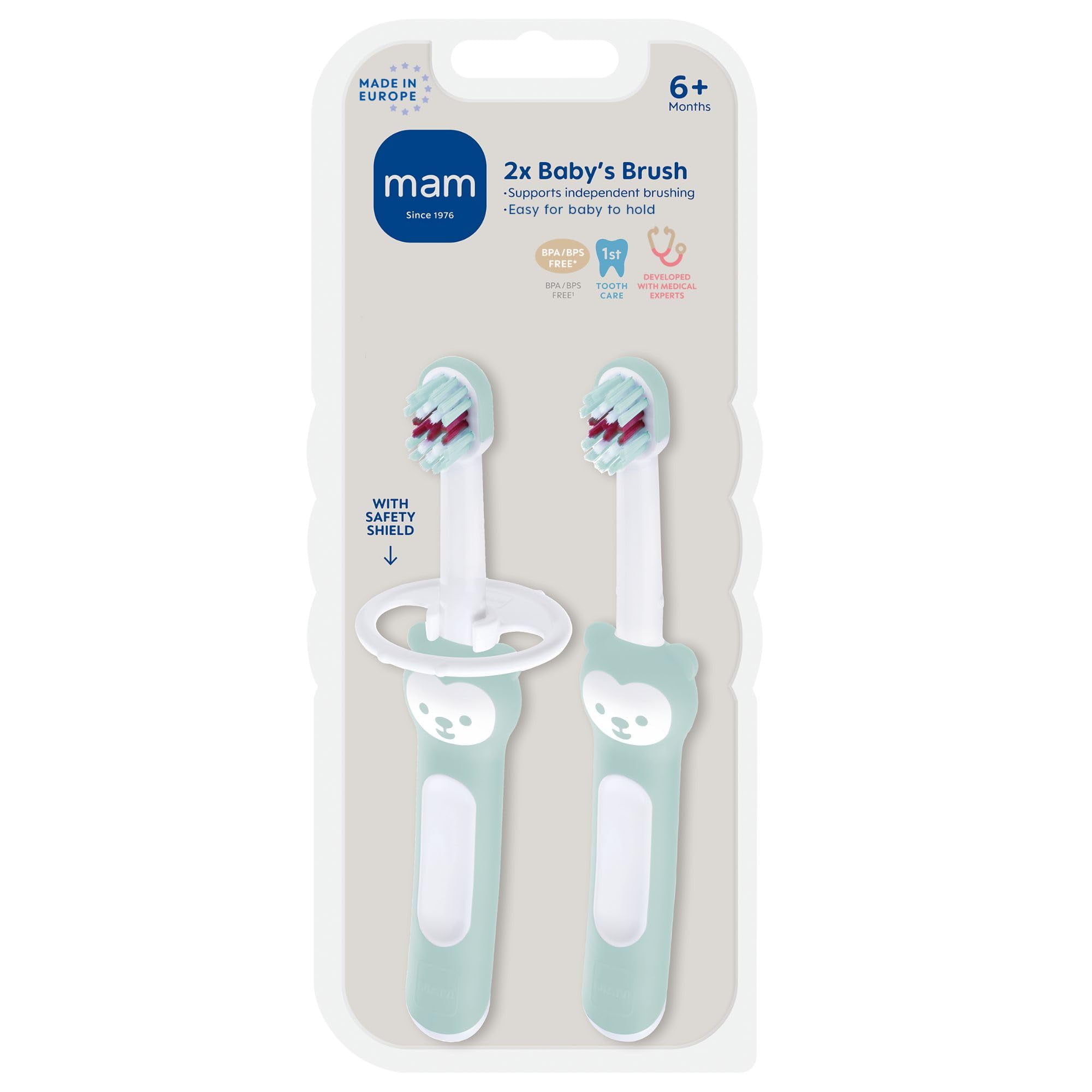 MAM Baby Toothbrushes (2 Baby's Brushes and 1 Safety Shield ...