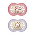 MAM Night Pacifier 6-16 Months Girl 2 Pack Glow in Dark Silicone ...