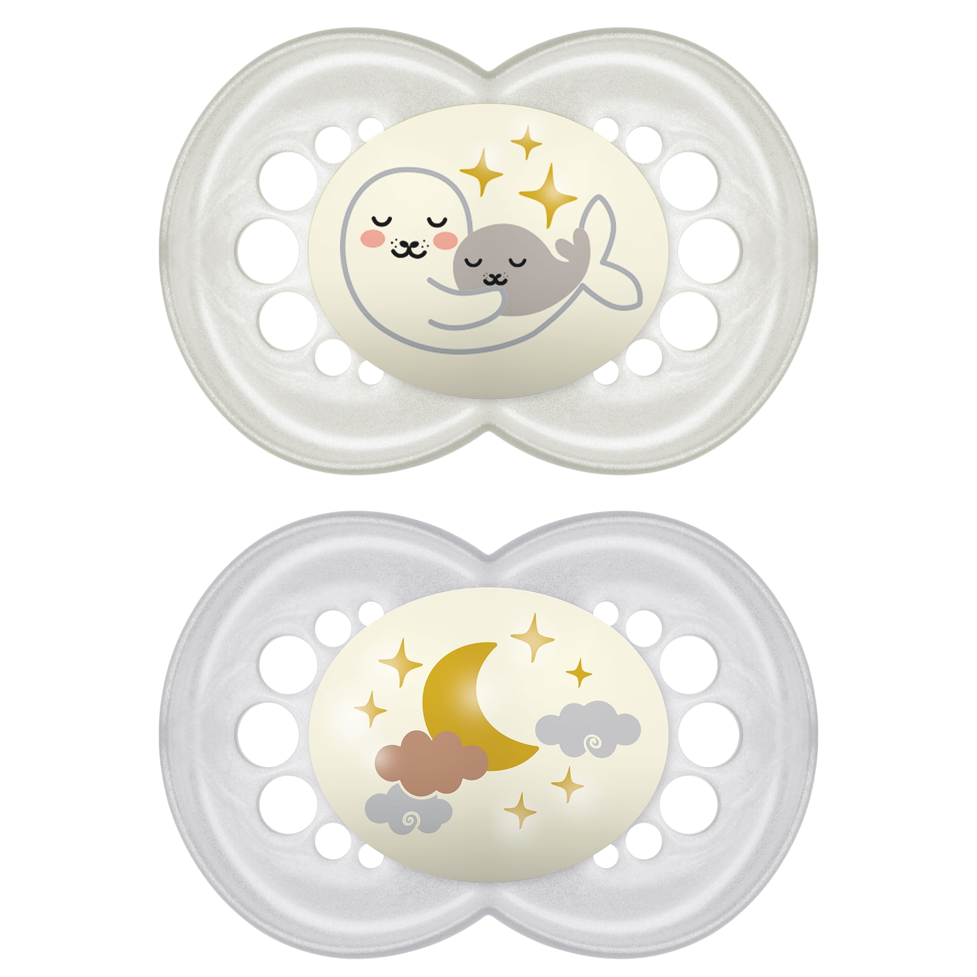 MAM Night Pacifier, 6-16 Months, Unisex, 2 pack with Self-sterilizing ...