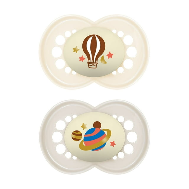 MAM Night Pacifier, 6-16 Months, Unisex, 2 pack with Self-sterilizing ...
