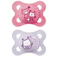 MAM Baby Girl Orthodontic Silicone Pacifier 0-6 Months with Self ...