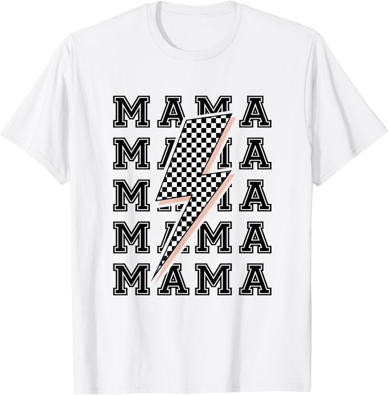 MAMA Lightning Bolt - Checkered Pattern T-Shirt - Walmart.com