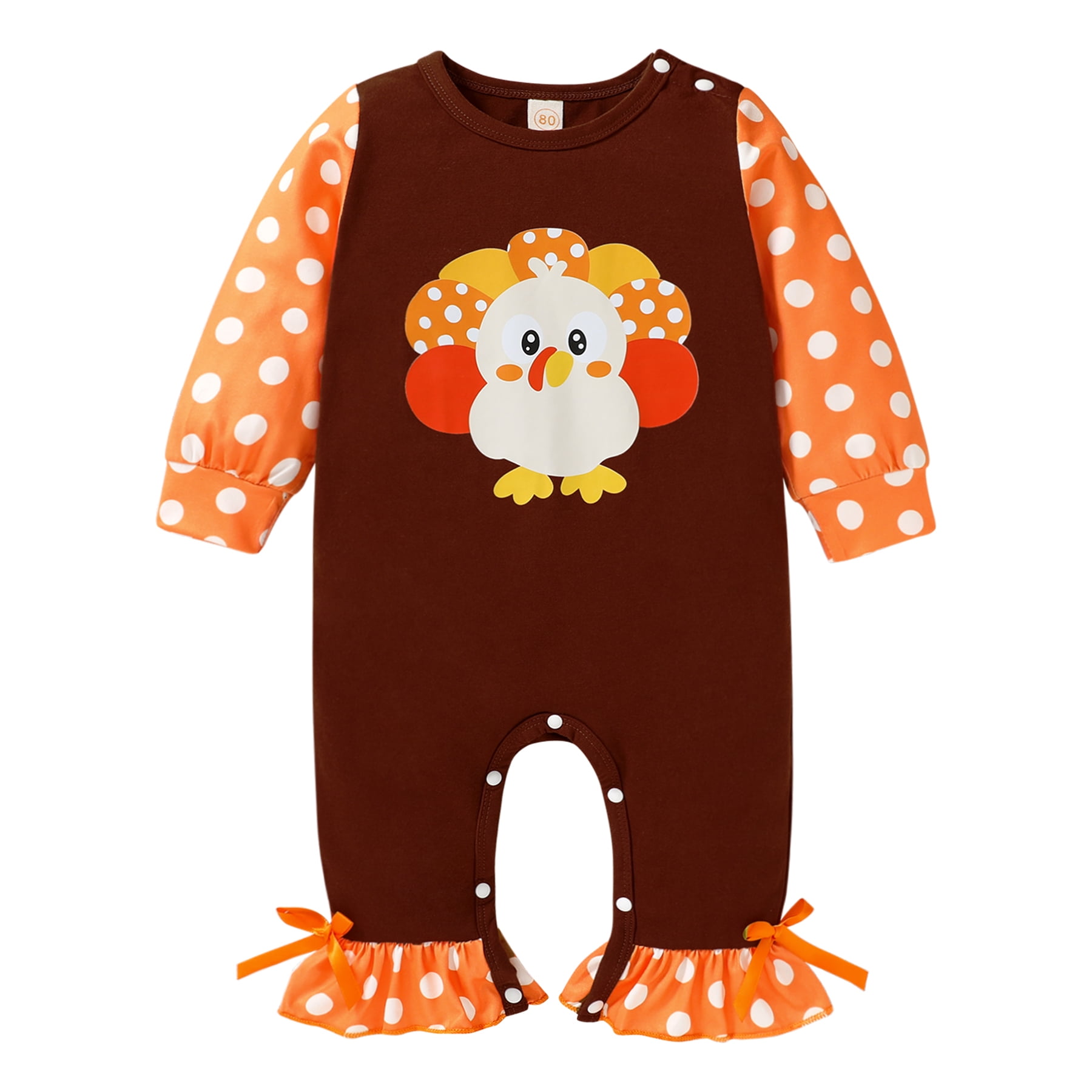 MAMAMI Infant Baby Girls Boys Fall Outfit Turkey One Piece Romper Thanksgiving Smocked Bodysuit ...