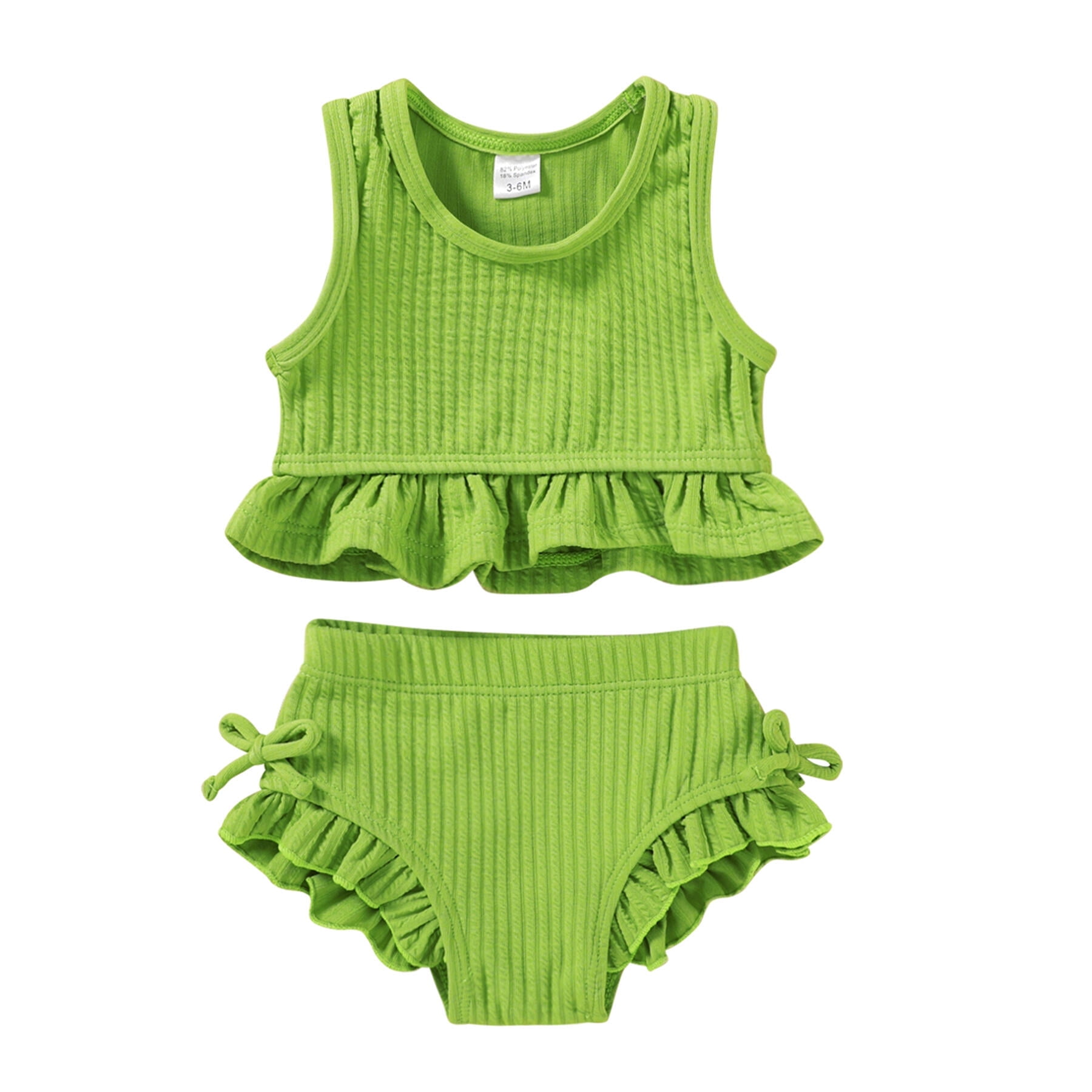 MAMAMI Toddler Baby Girls Swimsuit Summer Solid Color Two-Piece Bathing ...
