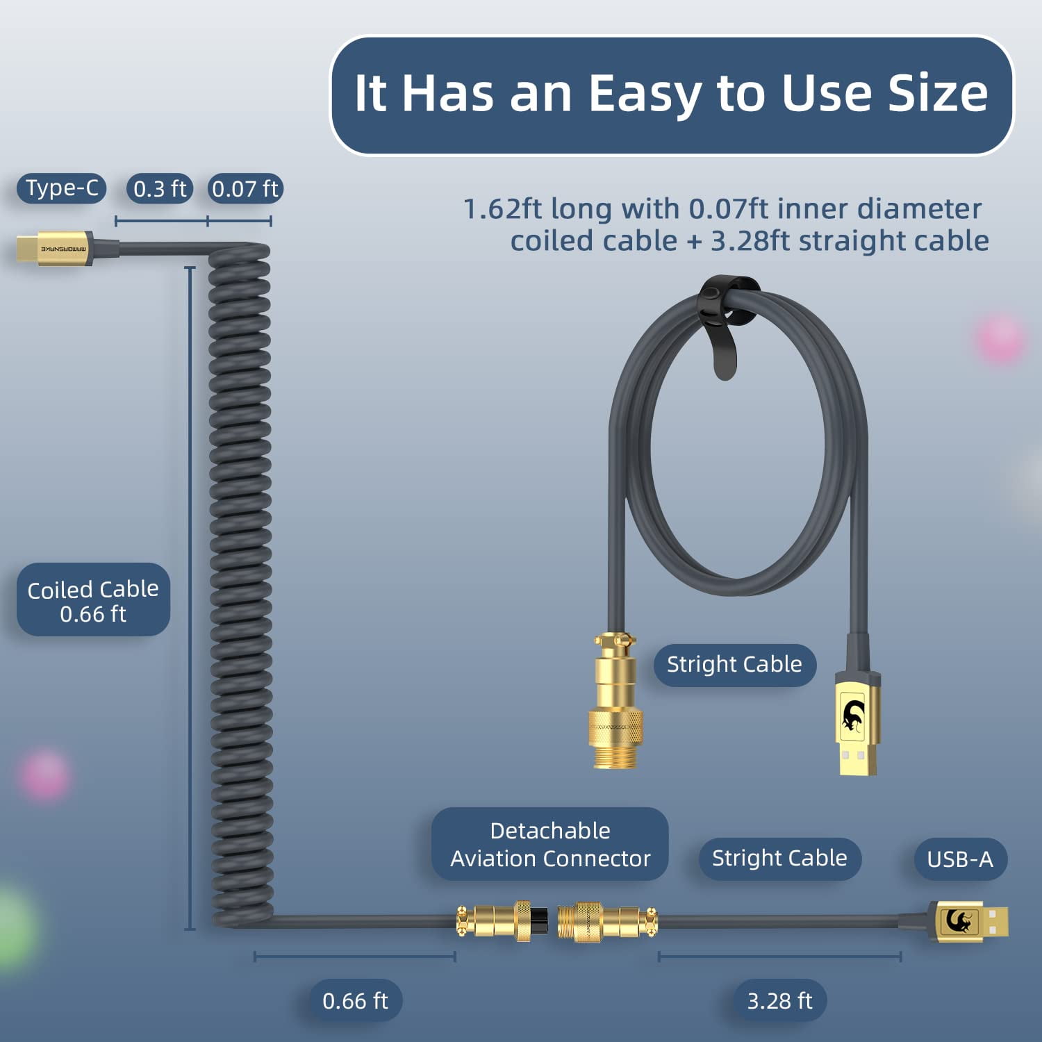 MAMBASNAKE C02 Coiled Keyboard Cable, Pro Custom USB-C Cable for ...