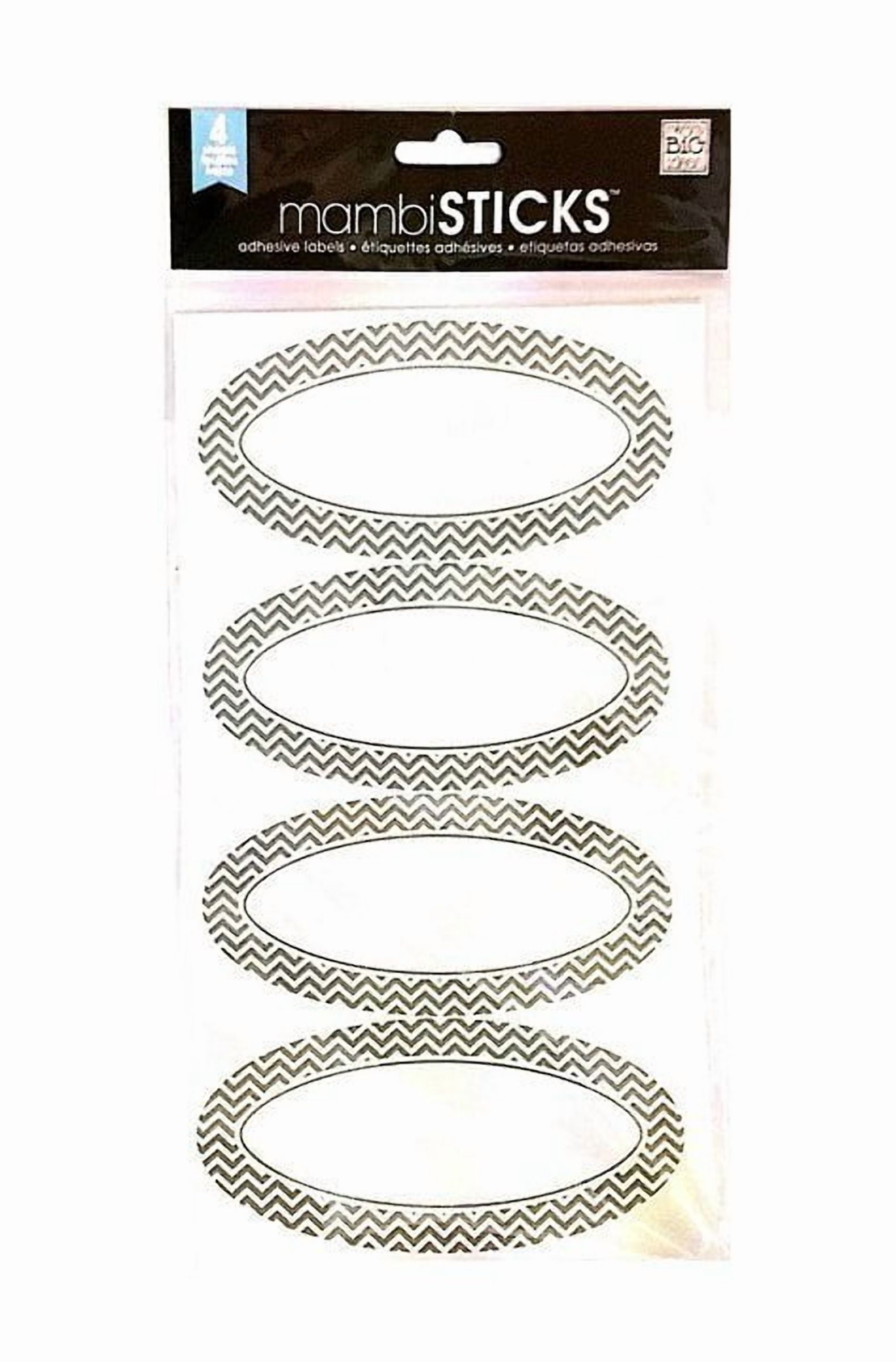 MAMBI Sticks Large Labels Oval Chevron Grey - Walmart.com