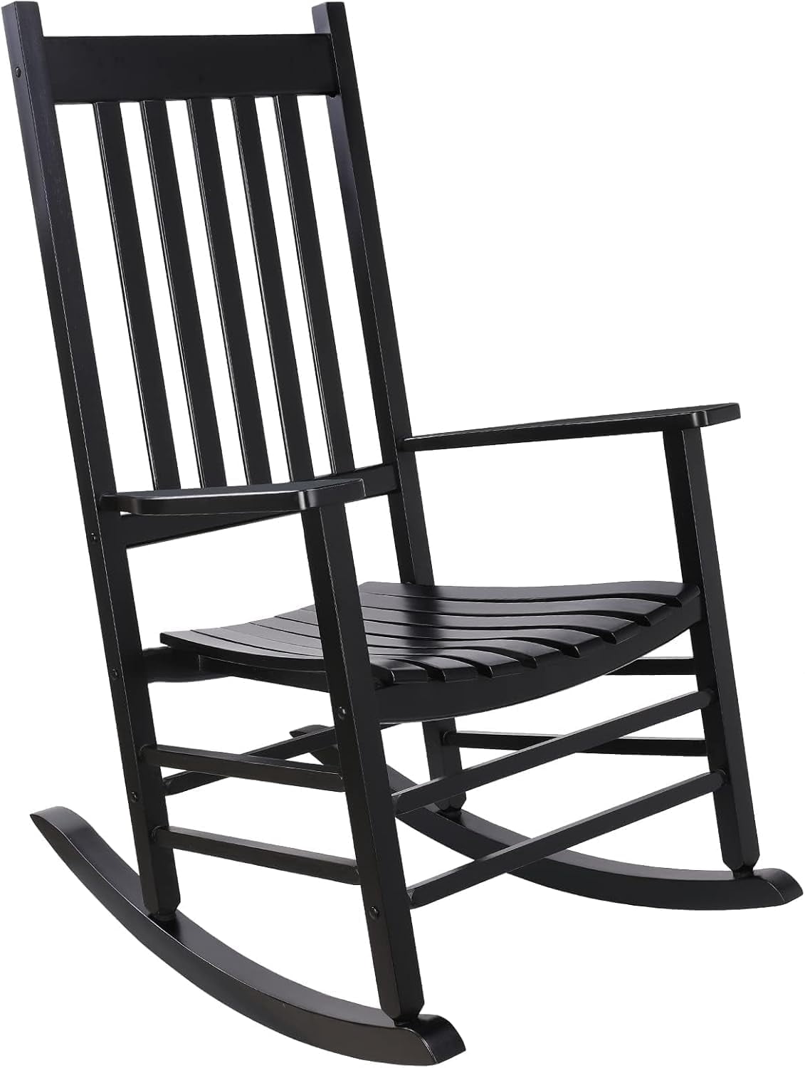 MAMIZO Solid Outdoor Wood Rocking Chair with High Back, All Weather ...
