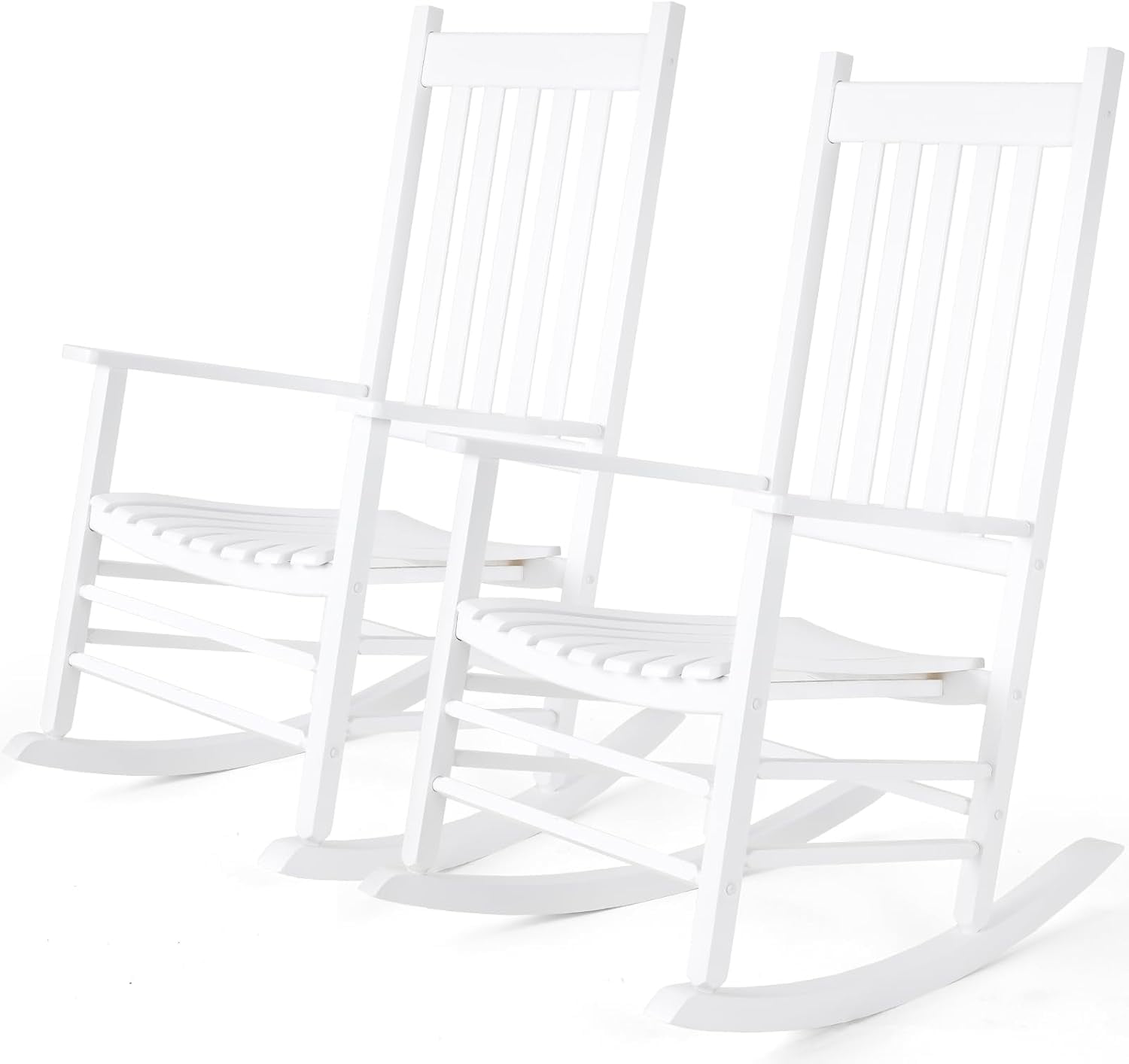 MAMIZO Wooden Rocking Chair Outdoor with High Back,Rocking Chair Indoor ...