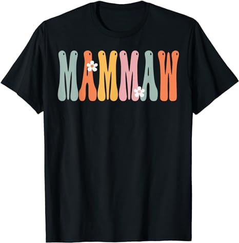 MAMMAW Retro Groovy Print Mom Cute Mothers Day Funny Grandma T-Shirt ...