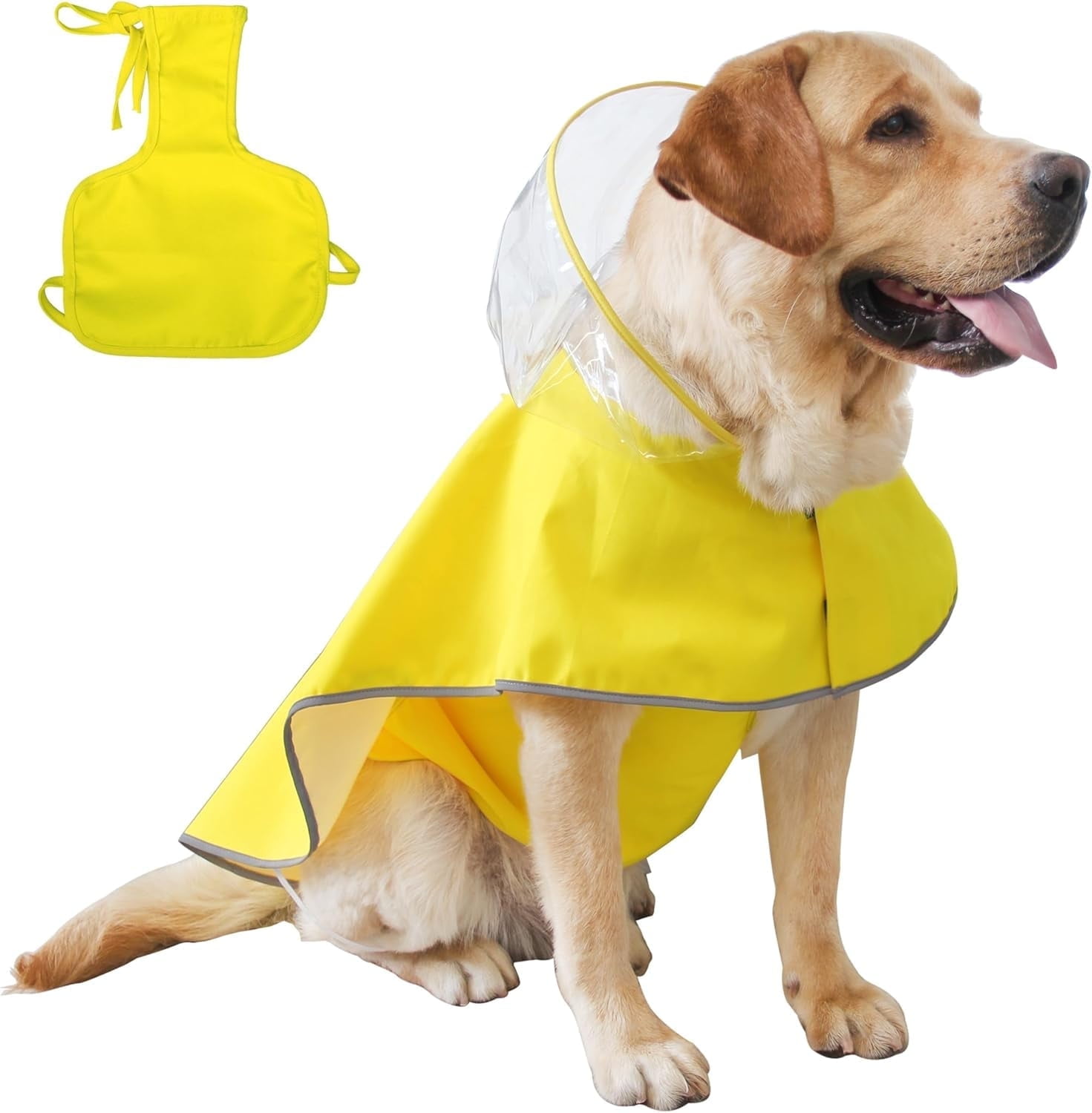 MAMORE Waterproof Dog Raincoat Hooded Poncho, Adjustable Belly Cover ...