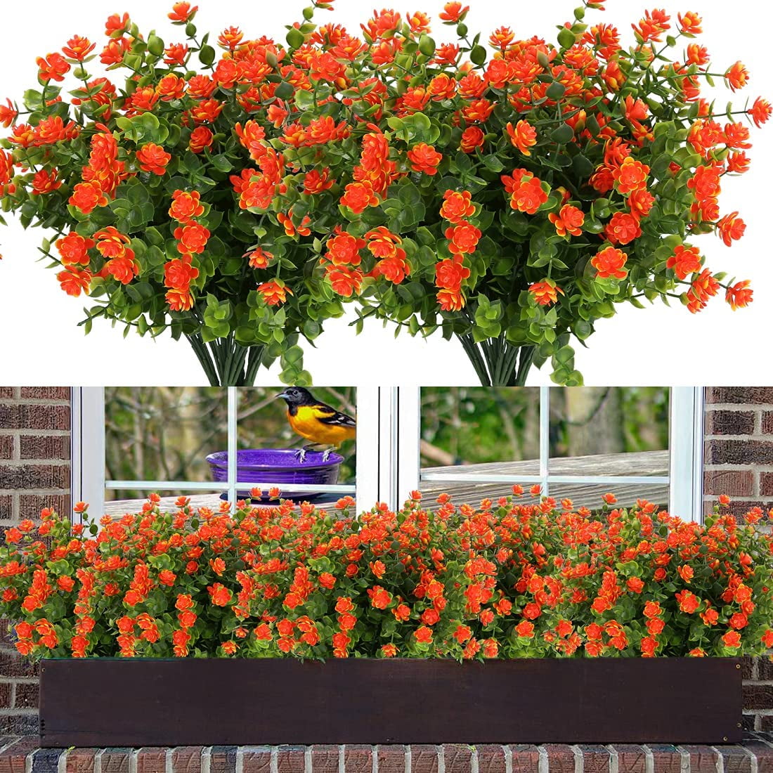 MAMOWEAR 6PCS Outdoor Artificial Flowers UV Resistant No Fade Fake ...