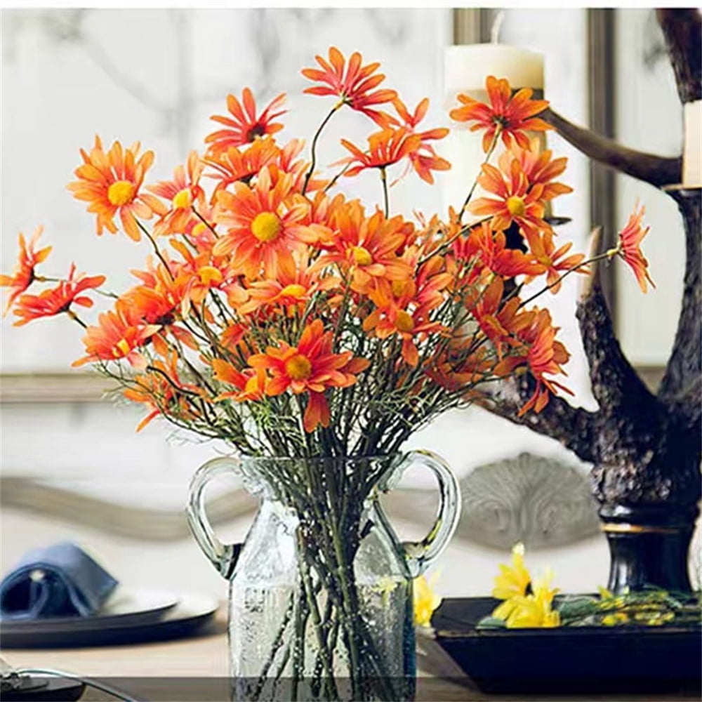 MAMOWEAR Artificial Daisy Silk Flowers Outdoor Faux Fake Flowers ...