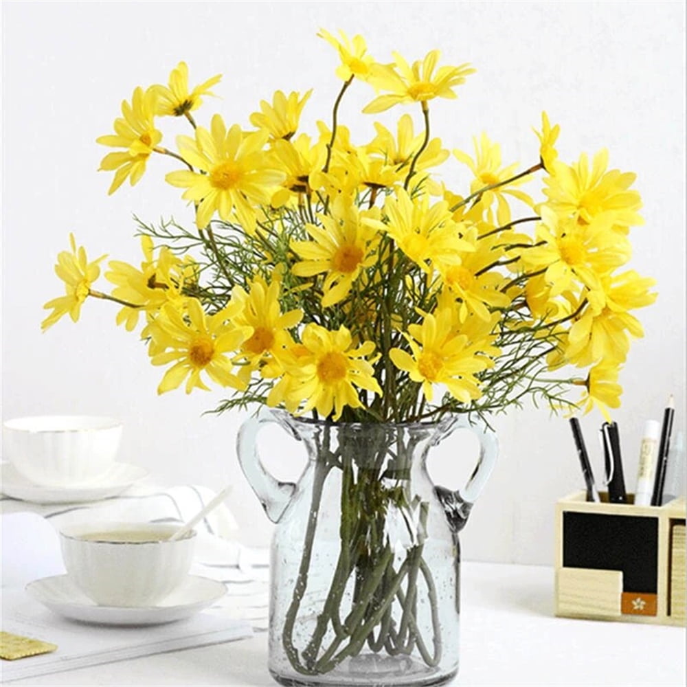 MAMOWEAR Artificial Daisy Silk Flowers Outdoor Faux Fake Flowers ...