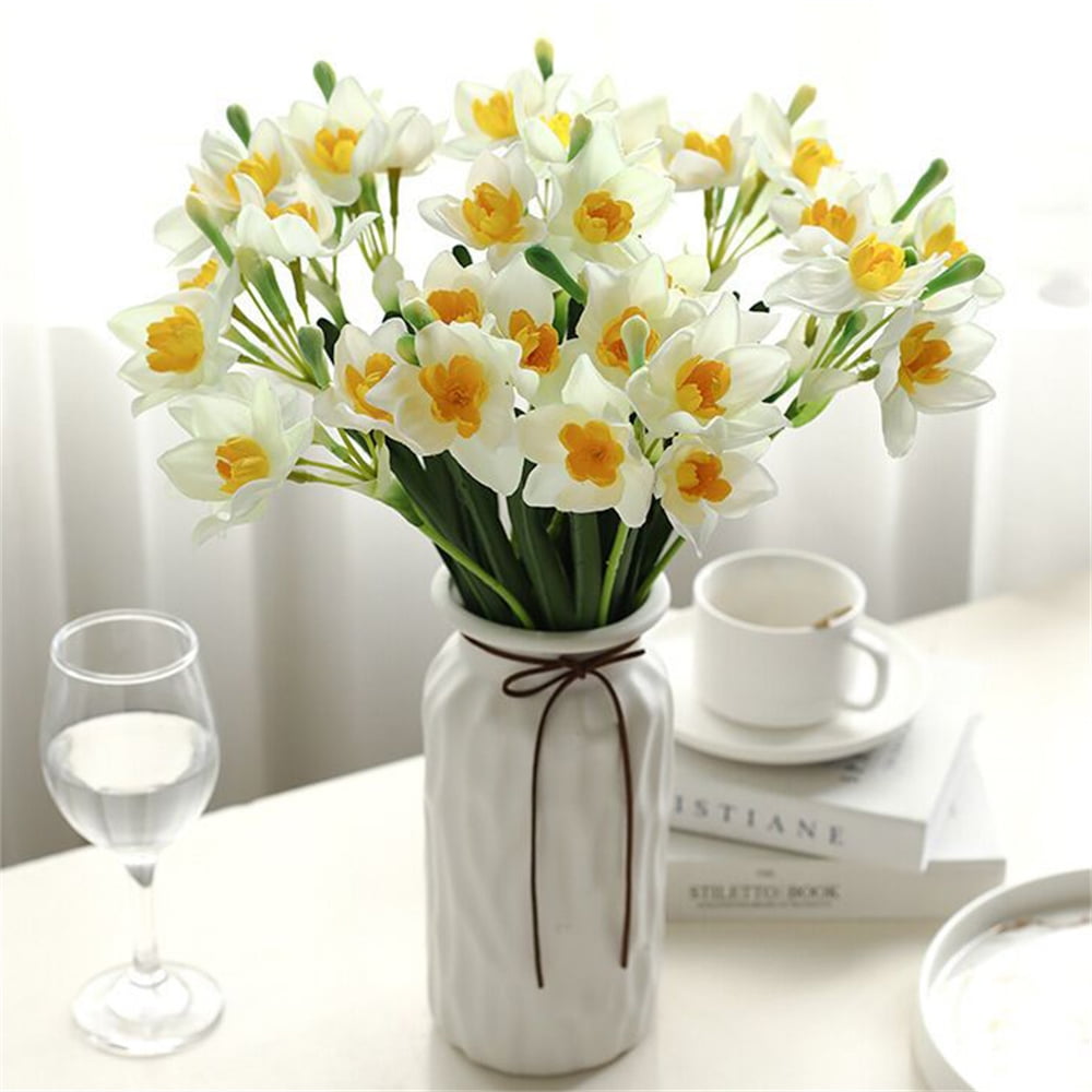 MAMOWEAR Artificial Flowers Faux Fake Daffodils Flowers Silk Flowers ...