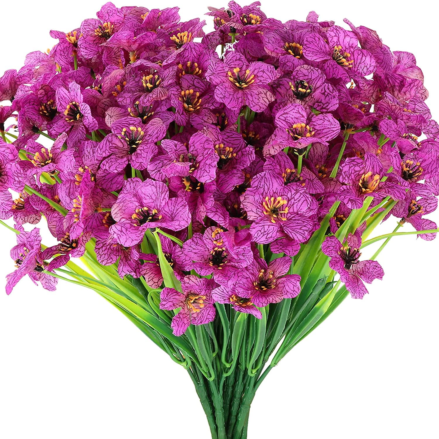 MAMOWEAR Artificial Flowers Outdoor UV Resistant Fake Violet Flowers ...