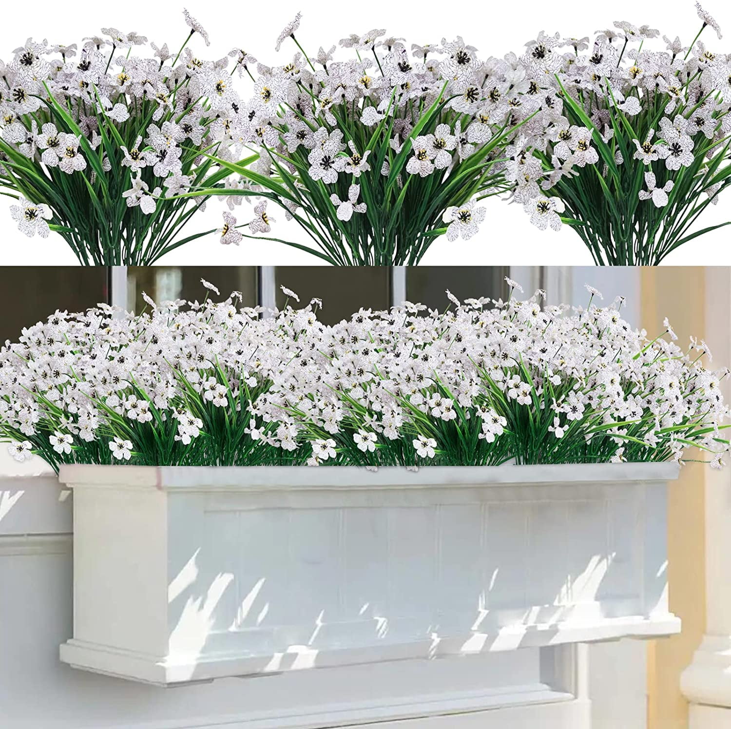 MAMOWEAR Artificial Flowers UV Resistant Fake Violet Flowers No Fade ...