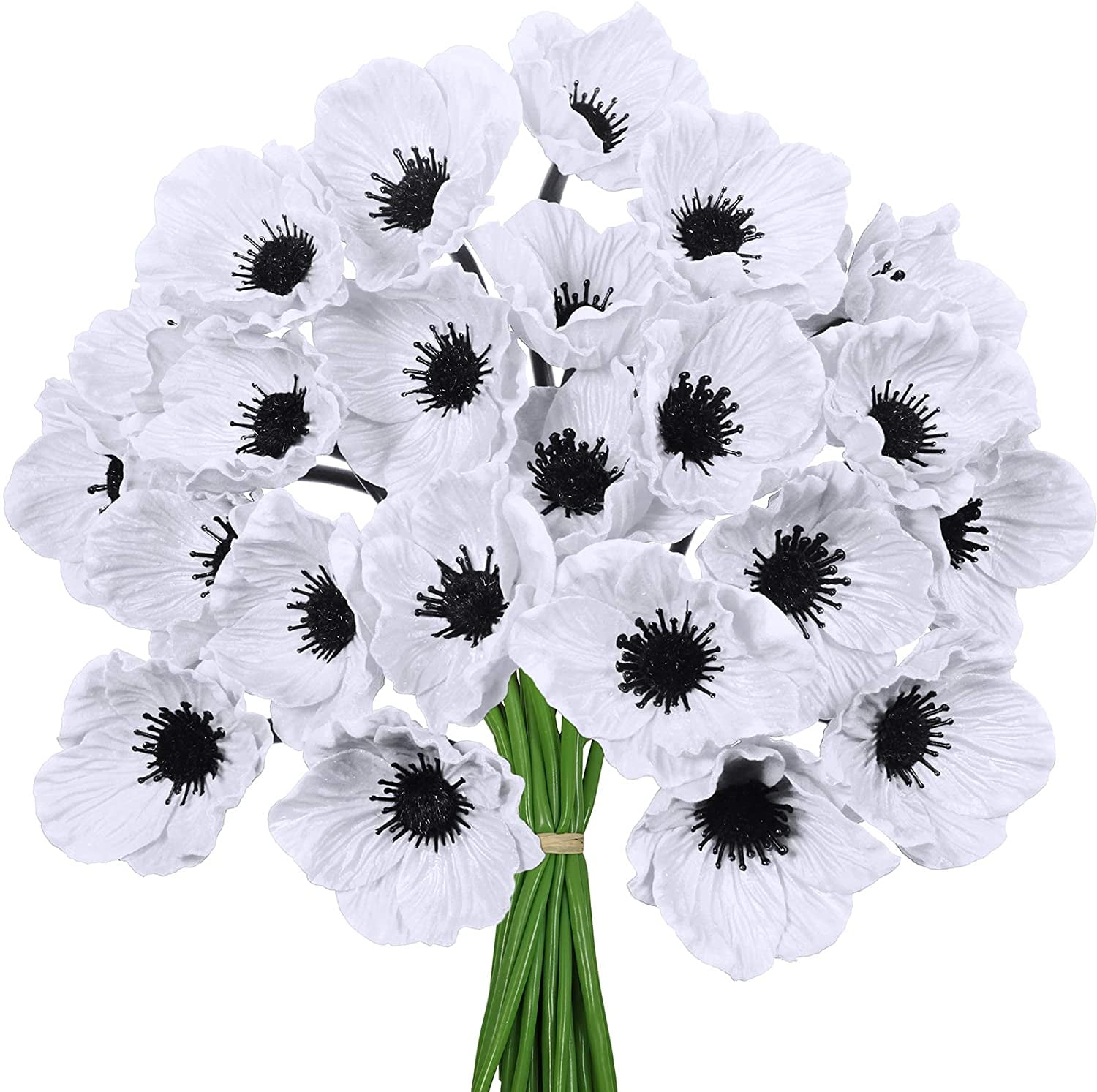 MAMOWEAR Artificial Poppy Flowers Stems PU Real Touch Faux Poppy ...