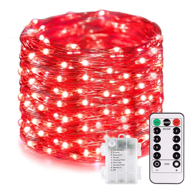 MAMOWEAR Christmas Lights, Battery Operated 33ft 100LEDs String Lights ...