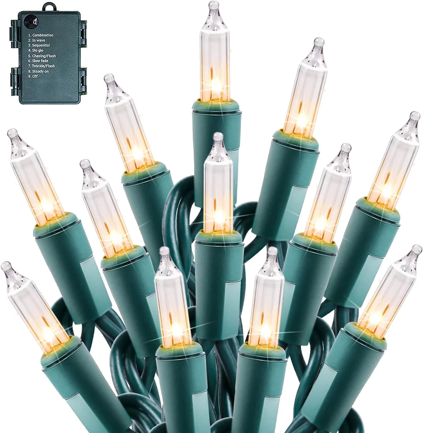 MAMOWEAR Christmas light 50-Count 16.5ft Christmas Light Set Green Wire ...