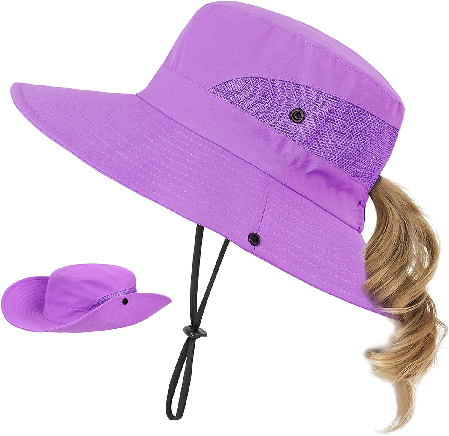 MAMOWEAR Women Sun Hat with Ponytail Hole Wide Brim UV Protection Sun ...