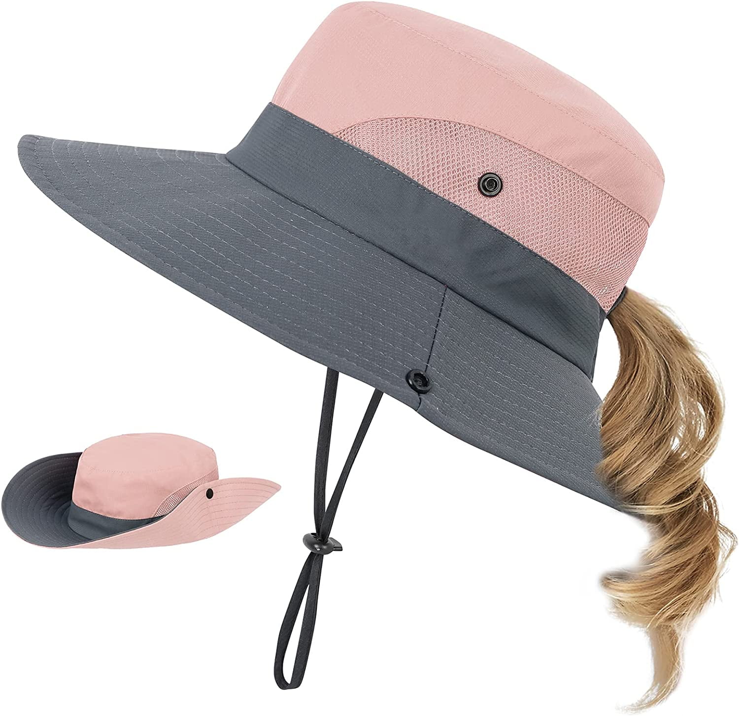 MAMOWEAR Women Sun Hat with Ponytail Hole Wide Brim UV Protection Sun ...