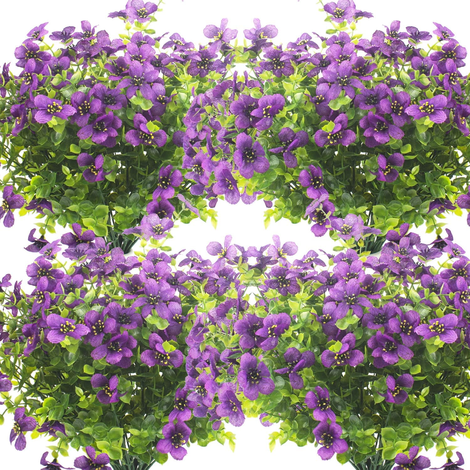 MAMOWEAR violets Artificial Flowers for Outdoor UV Resistant Faux ...