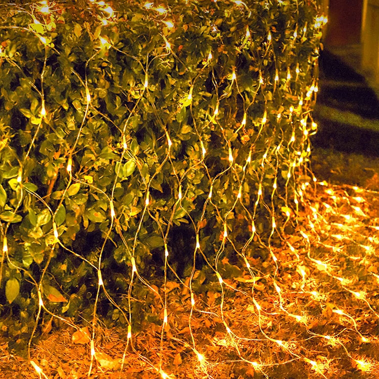 Outdoor Christmas Net Lights, 5ft x 5ft 96 LED Mesh Fairy String Lights ...