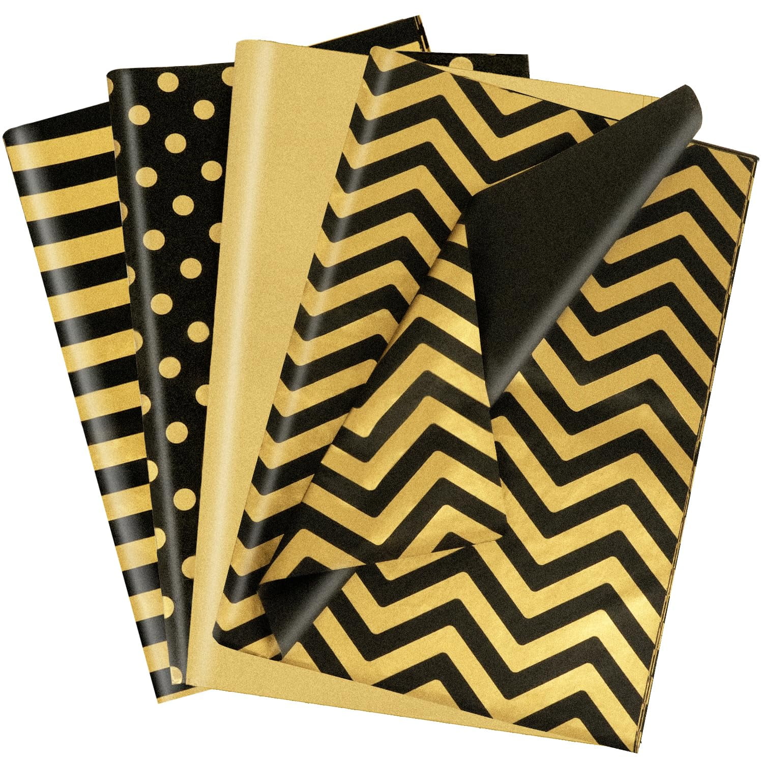 MAMUNU 100 Sheets Black and Gold Tissue Paper Bulk, Metallic Gift ...