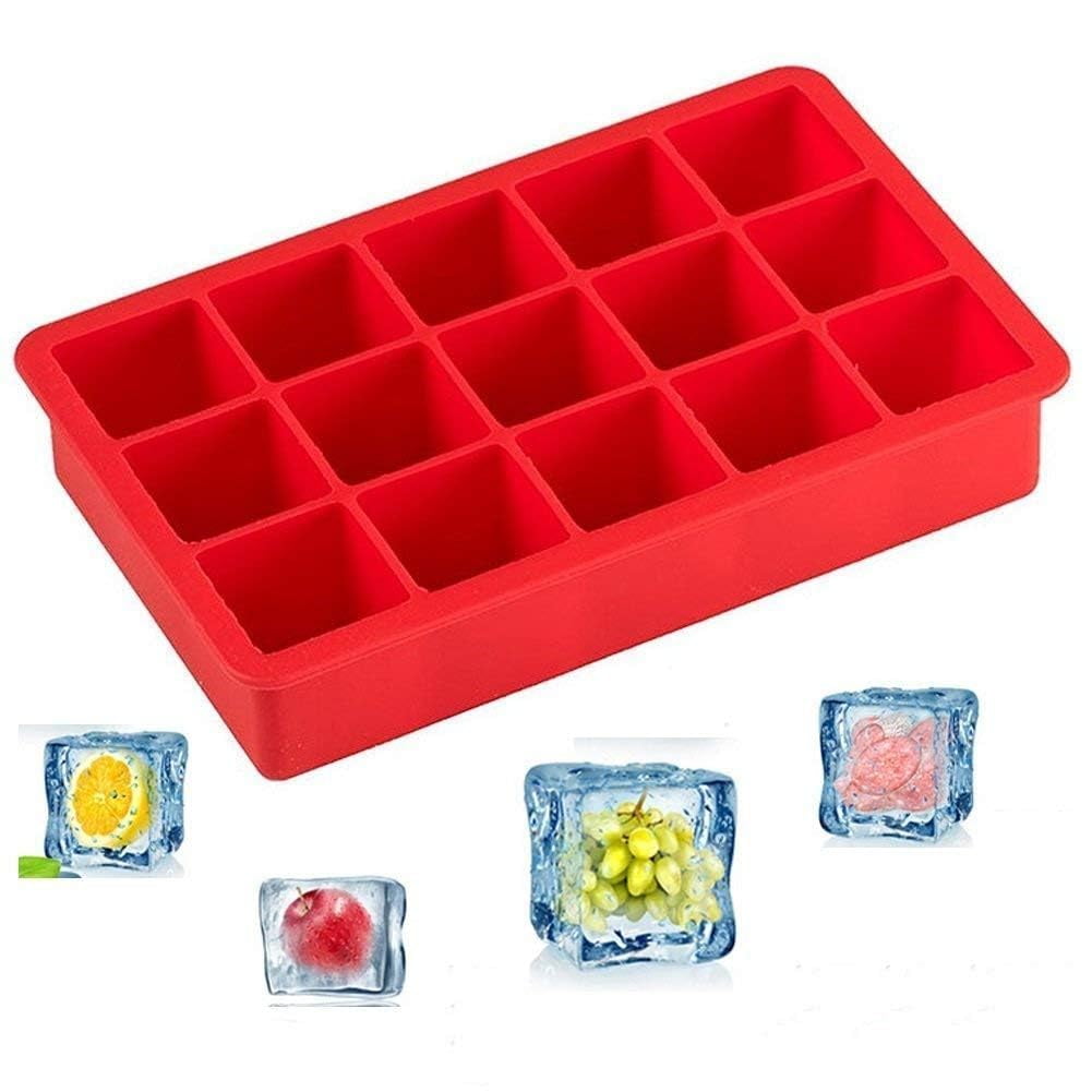 MAMYA Ice Cube Trays 2 Pack Large Silicone Ice Cube Tray Ice Cube Molds ...