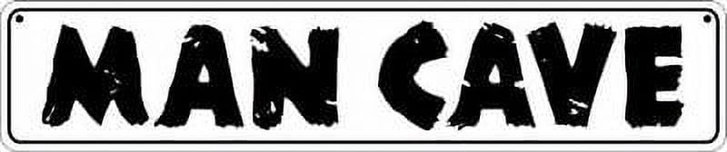 MAN CAVE STREET SIGN 24 X 5" EMBOSSED METAL BLACK WHITE SPORTS GAME ...