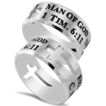 Roman Road Ring with Gospel Verses, Black Stainless Steel - Walmart.com
